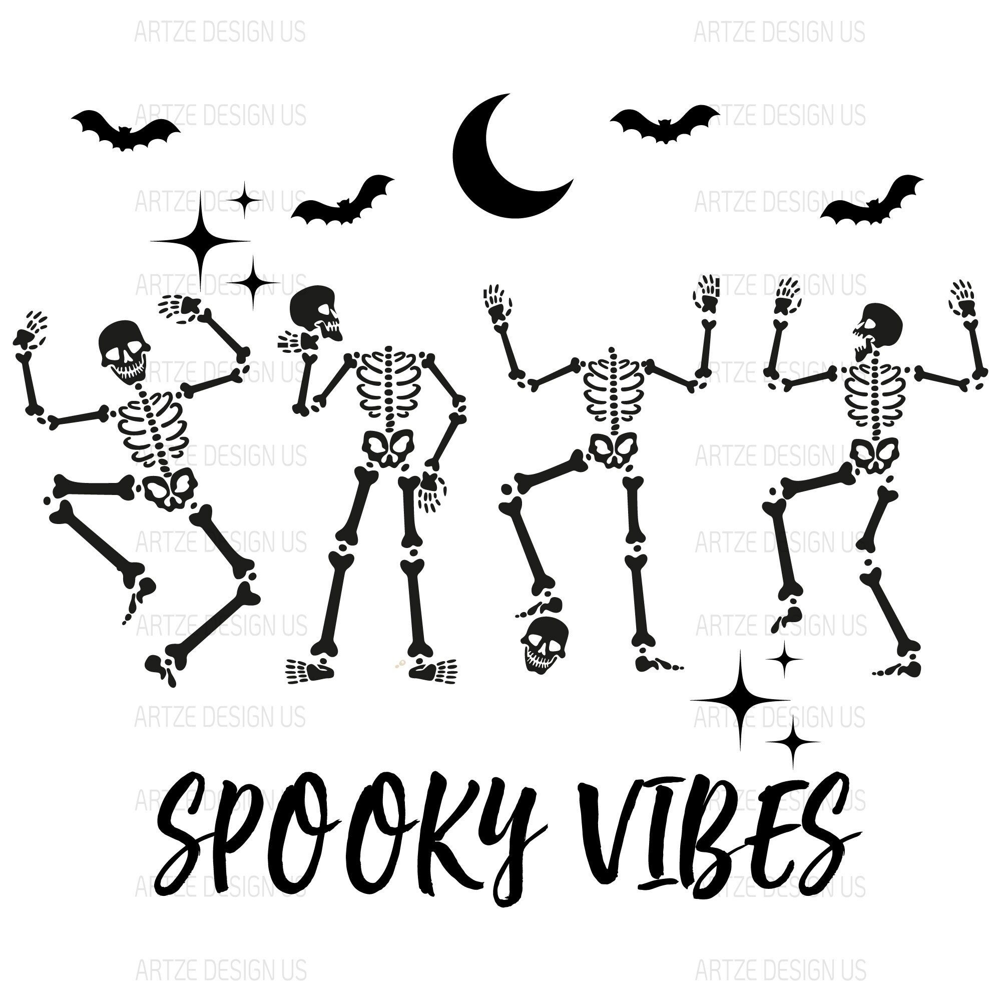 Spooky Vibes Svg Dancing Skeleton Svg Skeleton Svg Spooky - Etsy