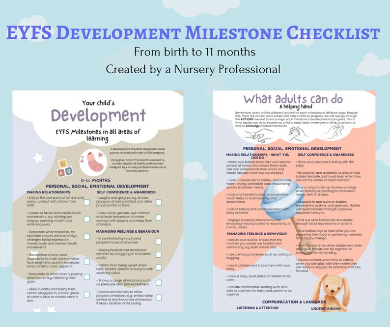 Development Milestone Checklist Birth to 11 Months - Etsy