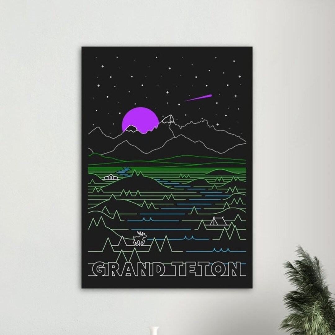 Vintage Grand Teton National Park Travel Poster - Tetons Wyoming Travel ...