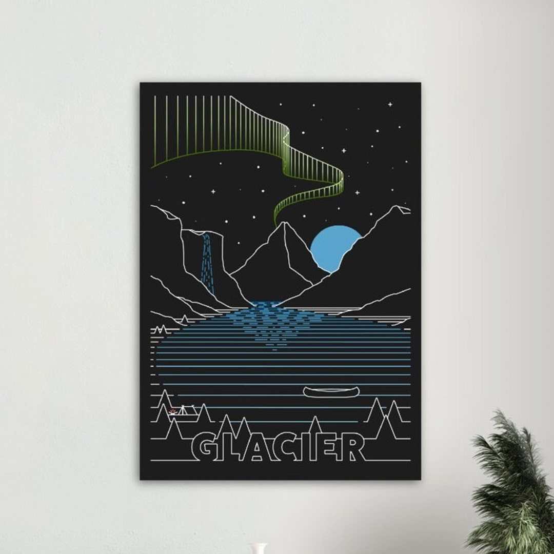 Vintage Glacier National Park Travel Poster - Retro Montana Travel ...
