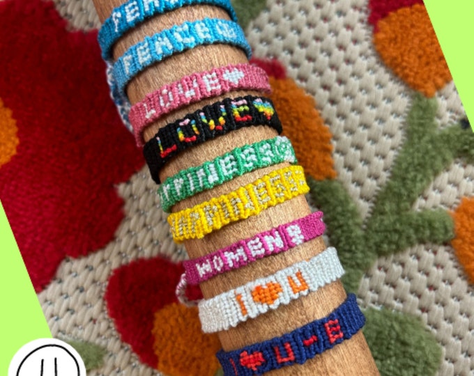 Custom Word Bracelet, Multicolored Letters - Etsy