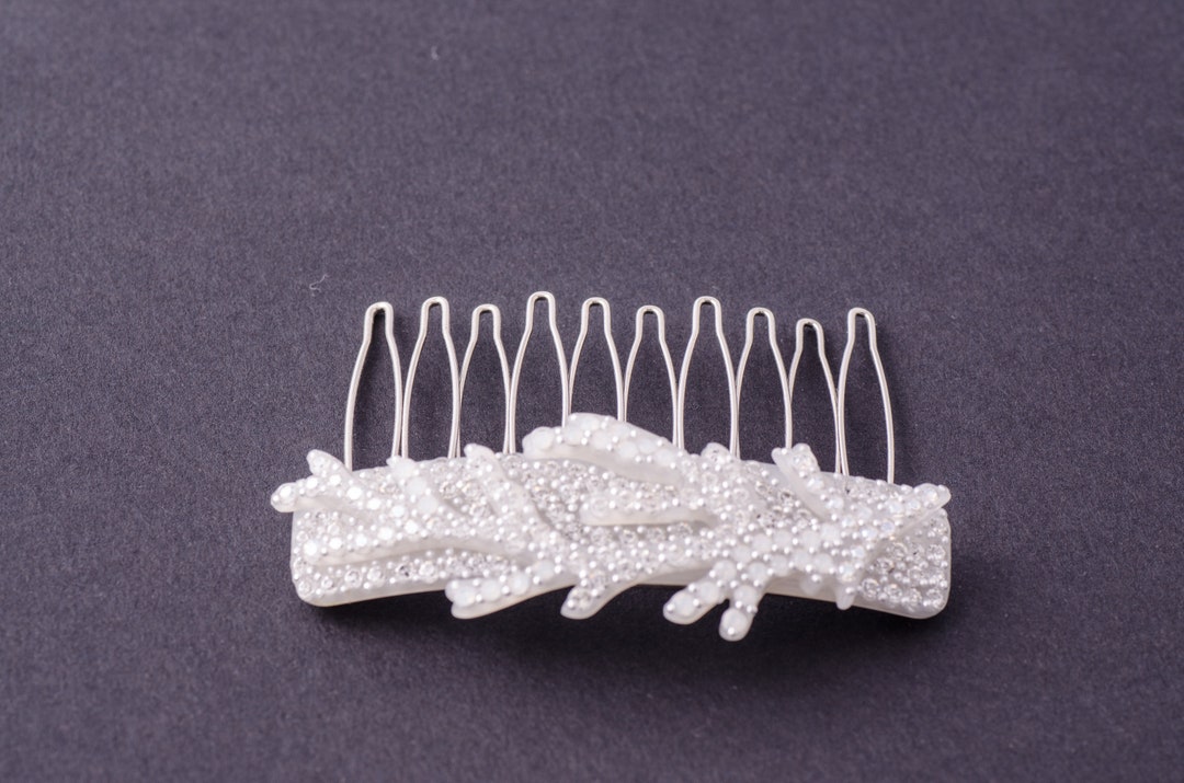 Metal Comb Rock'n Roll Coral Full, Unique Decorative Hair Bar, Handmade ...