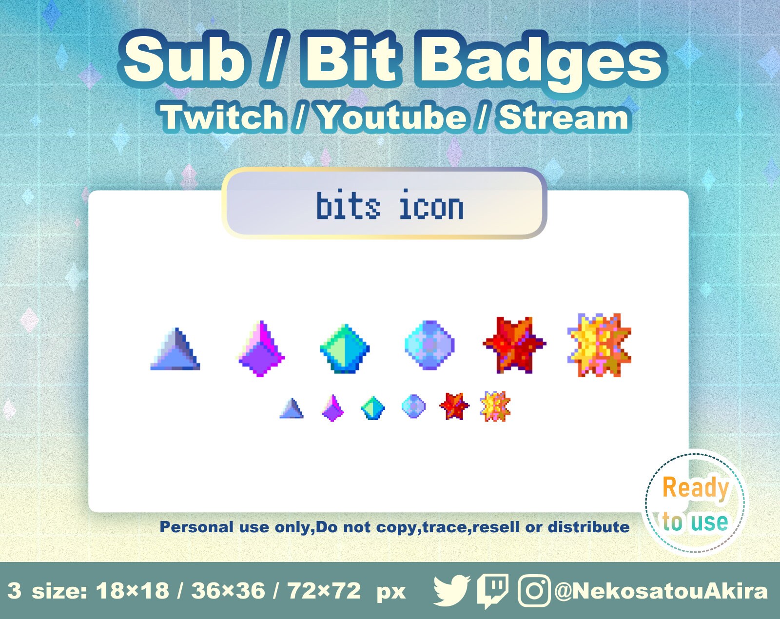 Pixel Art [twitch Bits Icon]-* Twitch Sub Badges X6 - Bit Badges | Cute ...