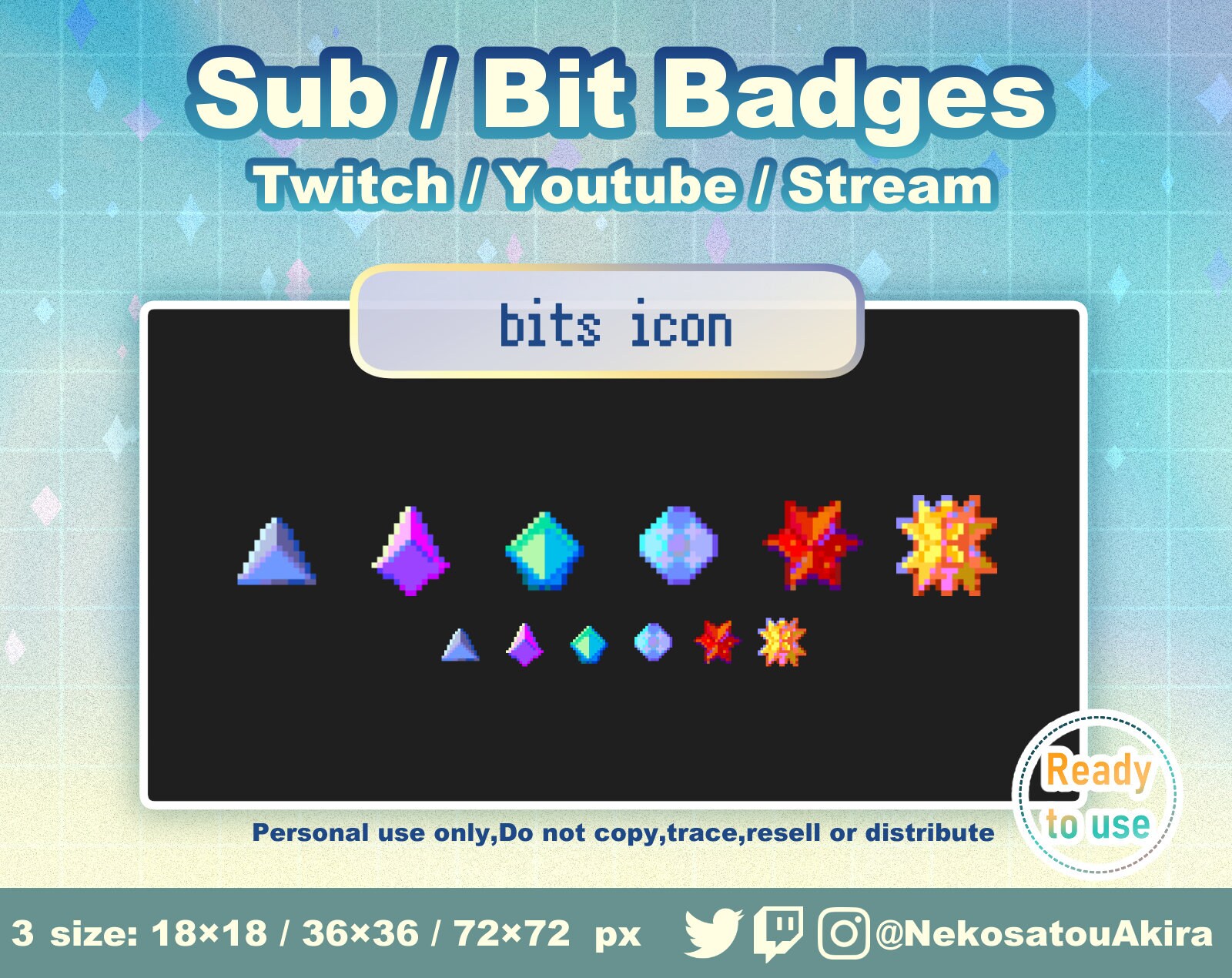 Pixel Art [twitch Bits Icon]-* Twitch Sub Badges X6 - Bit Badges | Cute ...