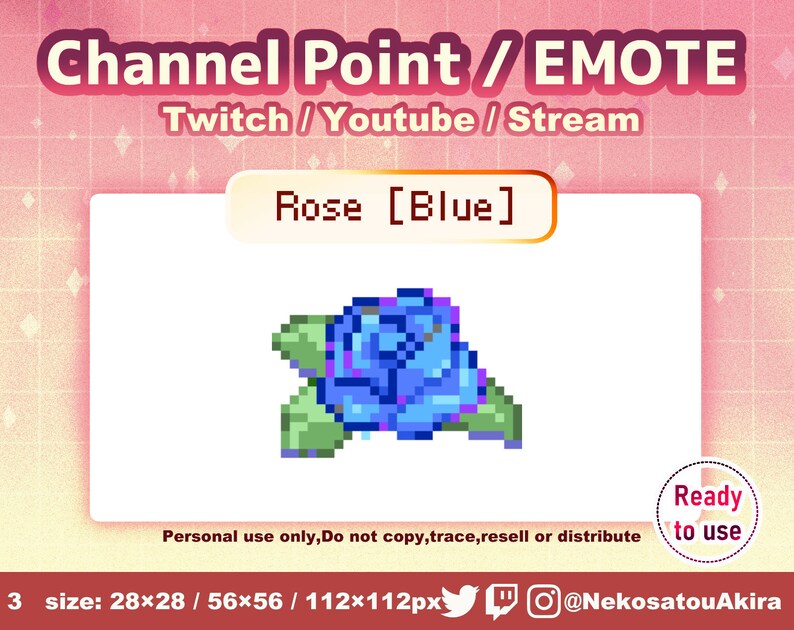 Pixel Art [rose Blue] Channel Points for Twitch | Twitch Channel Point ...