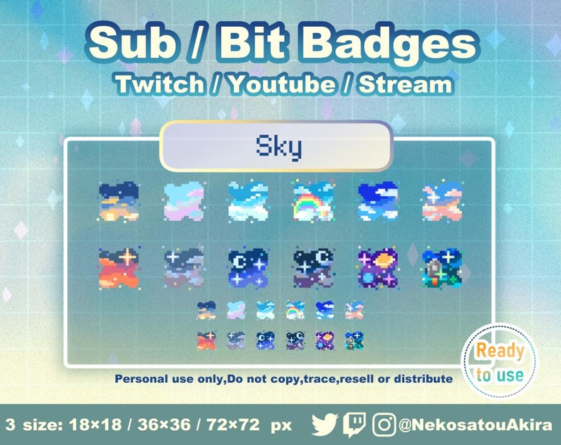 Pixel art [Cielo]-* Insignias secundarias de Twitch x12 - Insignias ...