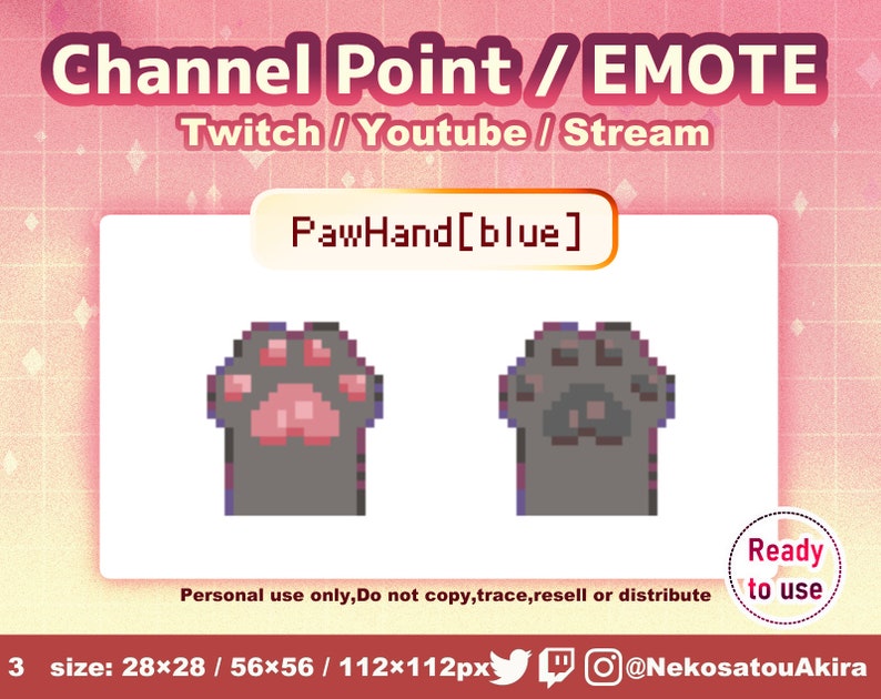 Pixel Art [paw Hand Blue] Channel Points for Twitch | Twitch Channel ...