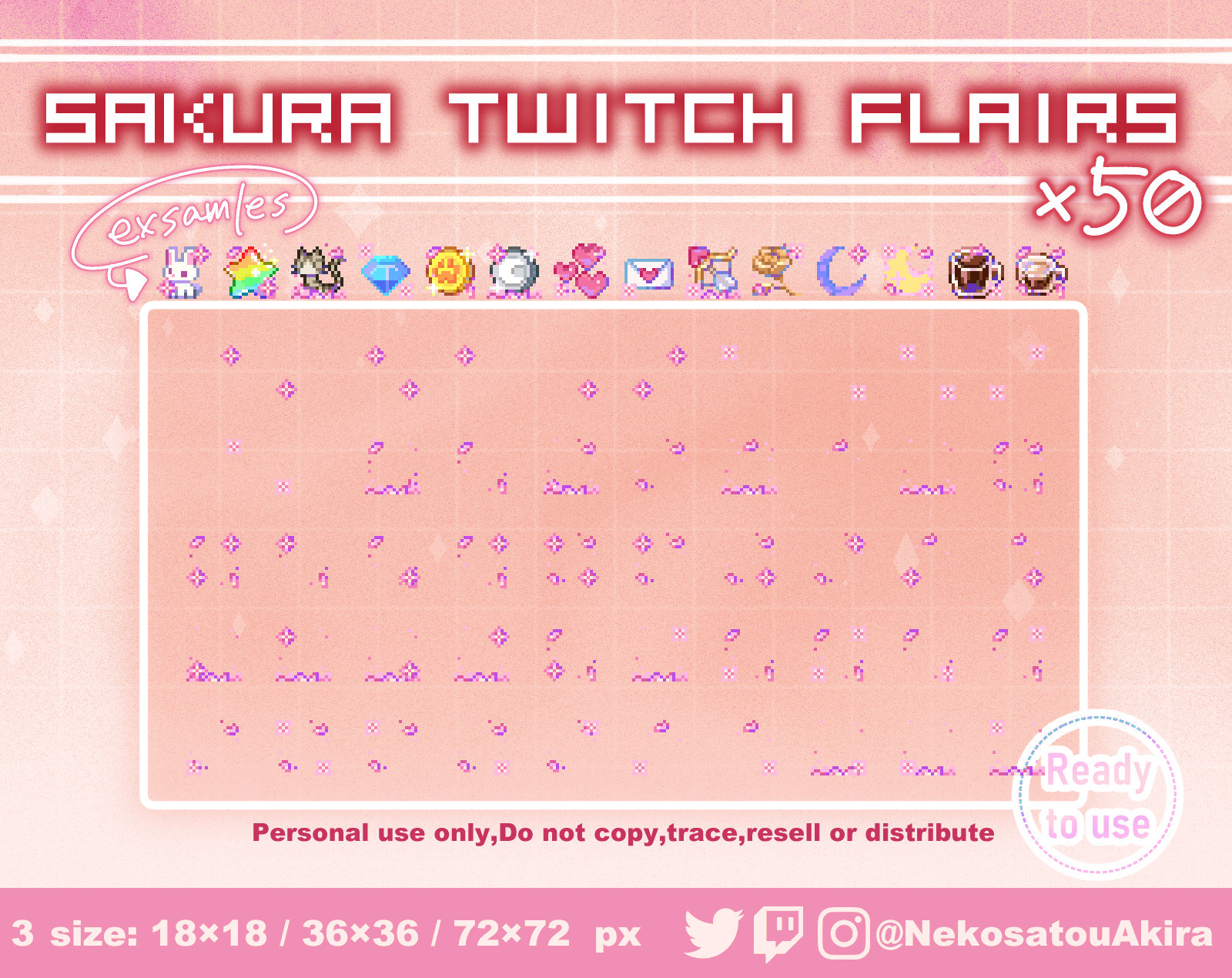 Pixel Art [sakura]-* Twitch Frair Badges X50 - Cute Sub Badges | Kawaii ...