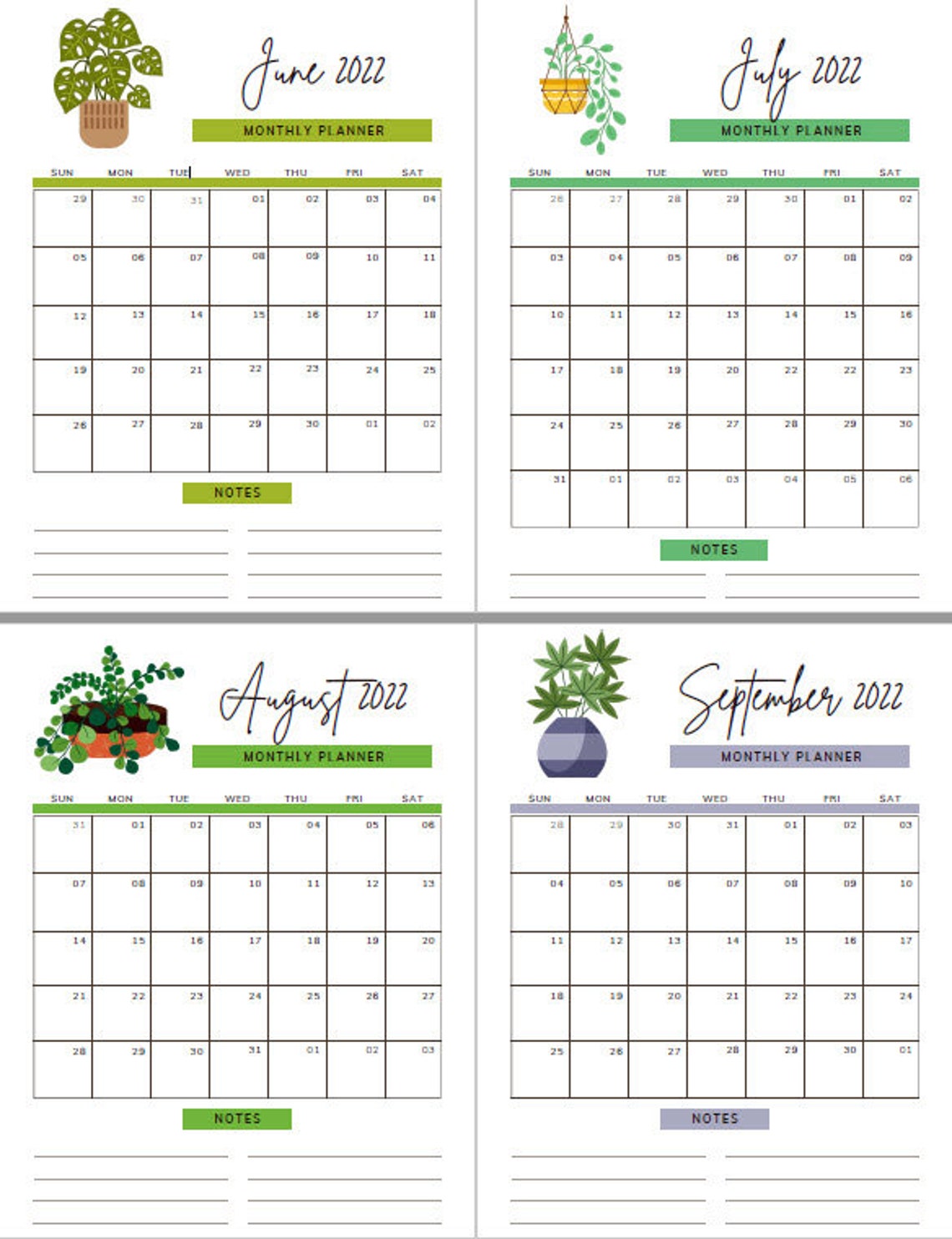 Calendar Sunday Start, Monthly Planner, Monthly Pages, Blank Calendar ...
