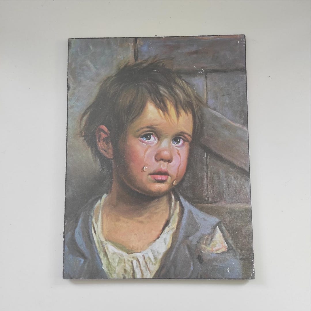 Giovanni Bragolin Reproduction of Crying Boy, Iconic Vintage Crying Boy ...
