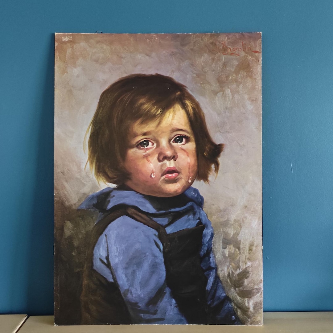 Big Iconic Vintage Crying Boy Print, Giovanni Bragolin Reproduction ...