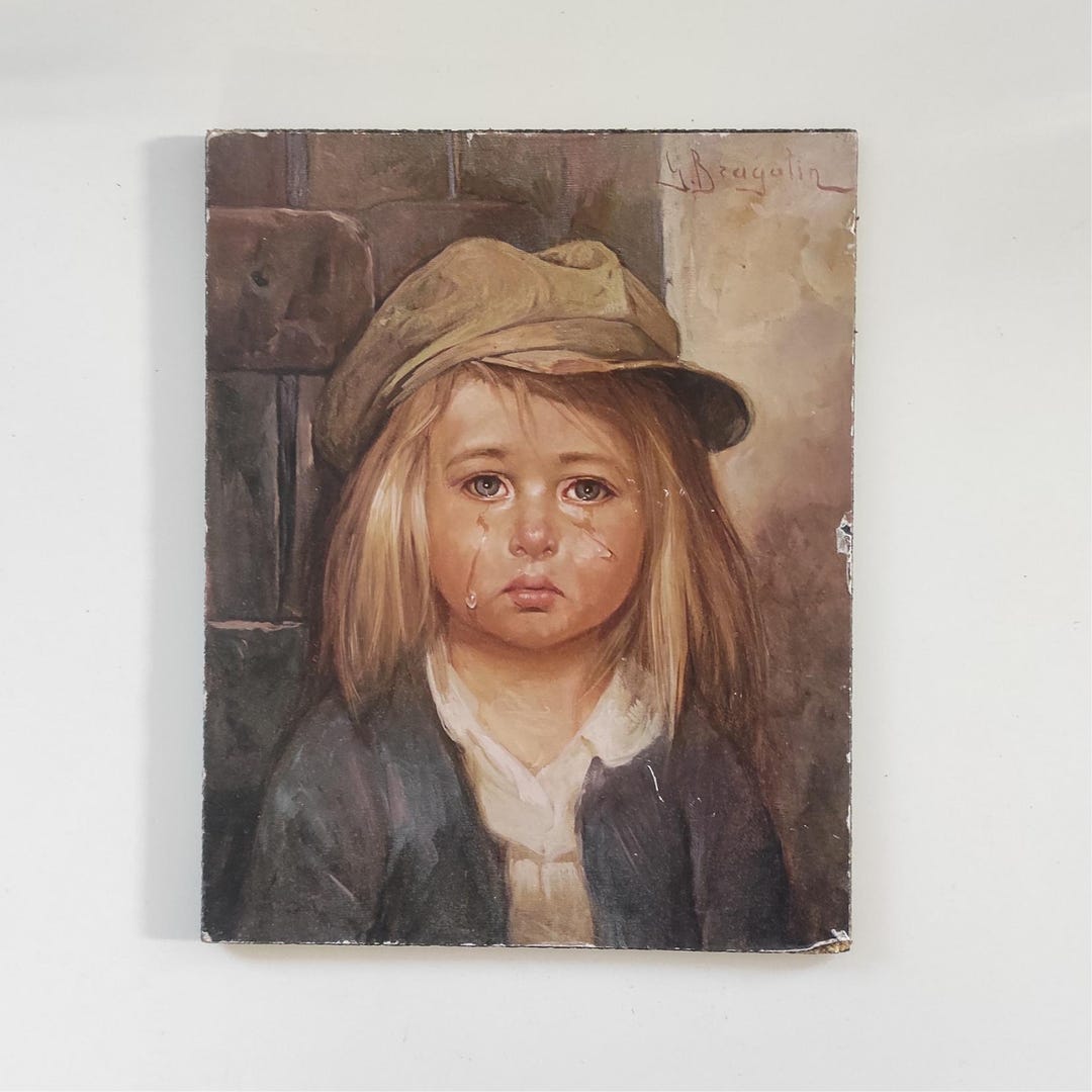 Child With Tears Painting, Iconic Vintage Crying Girl, Giovanni ...