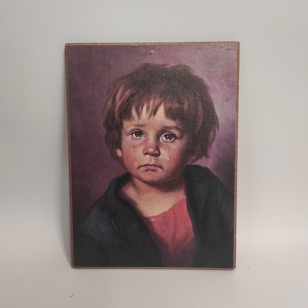 Small Iconic Vintage Crying Boy, Giovanni Bragolin Reproduction With ...