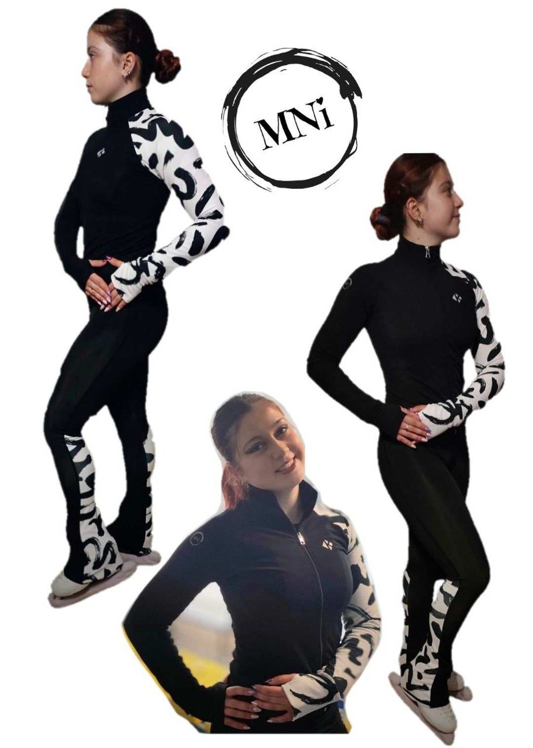 THERMO Figure Skating Outfit for Practice Set 2 Parts BLACK & WHITE - Etsy