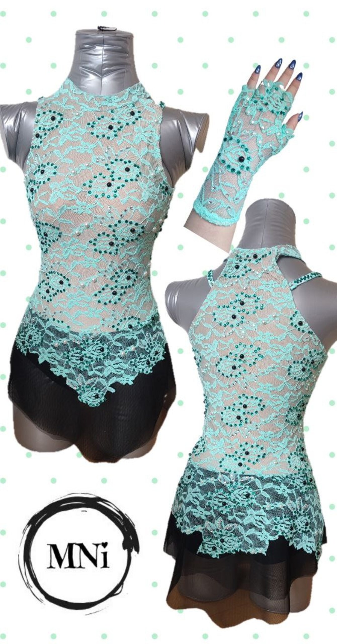Mint Lace Competition Figure Skating Dress Size 11-13 Yrs - Etsy
