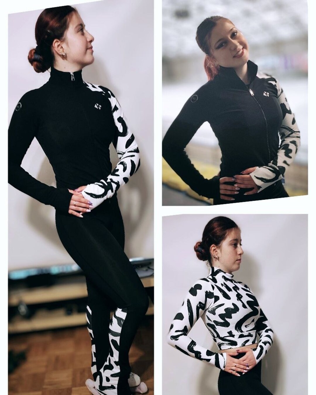 THERMO Figure Skating Outfit for Practice Set 3 Parts Black and White ...