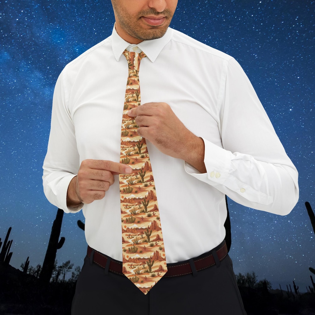 Desert Cactus Necktie, Unique Cowboy Tie for Men, Gift for Groomsmen ...