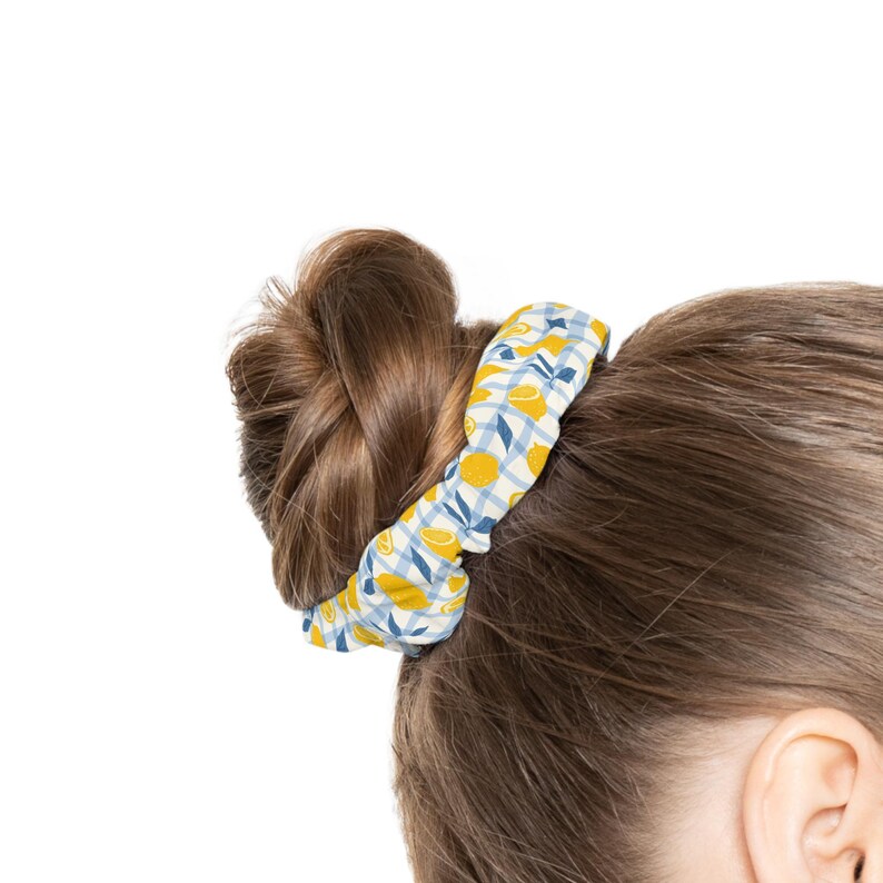 Lemon Print Scrunchie, Citrus Hair Accessory, Cute Summer Accessory ...