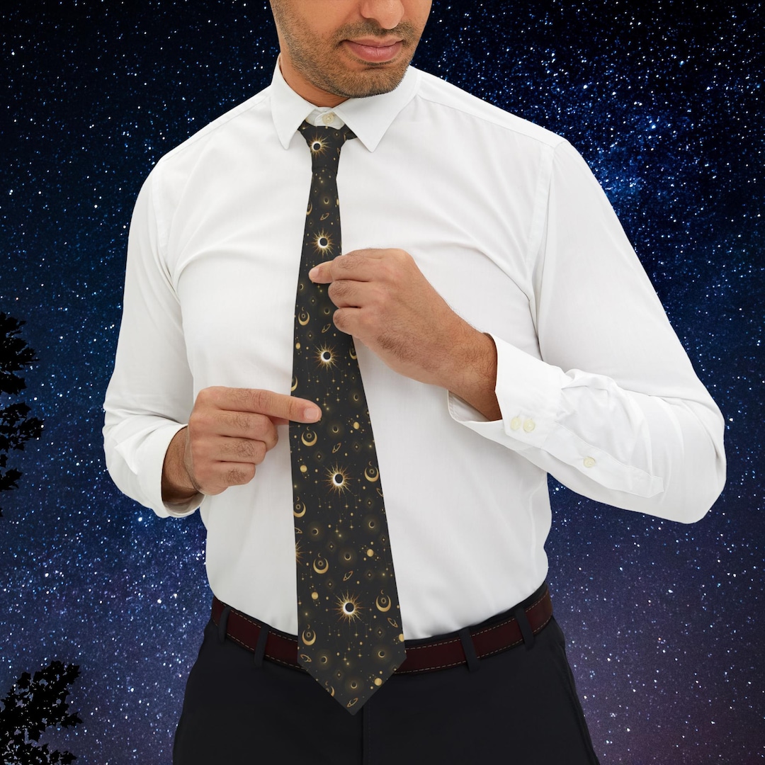 Necktie, Black Moon Tie, Sun Tie, Gift for Him, Gift for Dad, Gift for ...