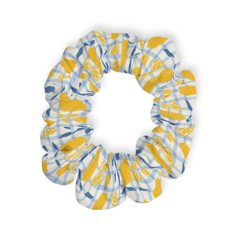 Lemon Print Scrunchie, Citrus Hair Accessory, Cute Summer Accessory ...