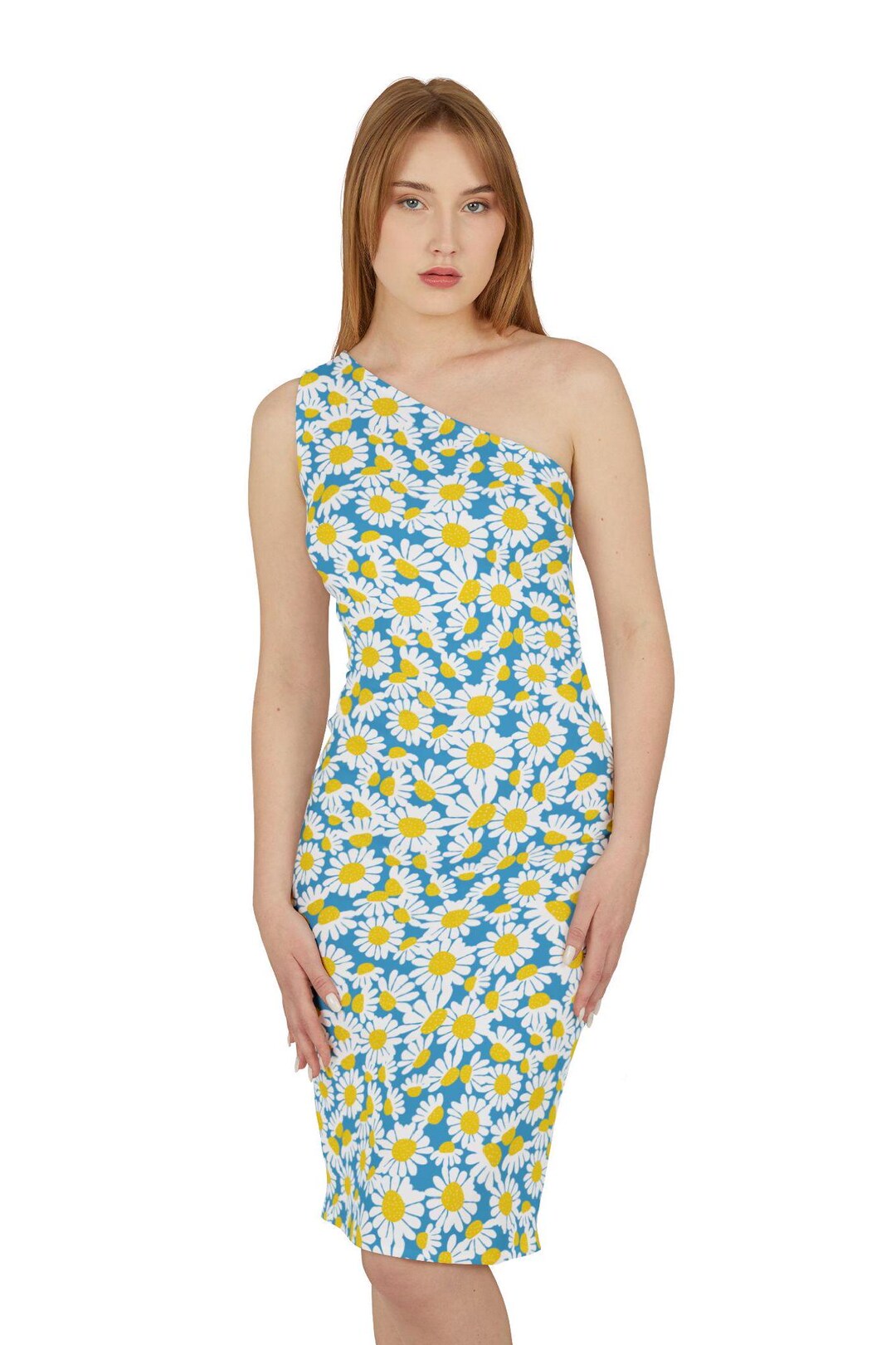 Shoulder Dress (AOP), Flower Women Dress, Sun Flower Dress, Birthday ...