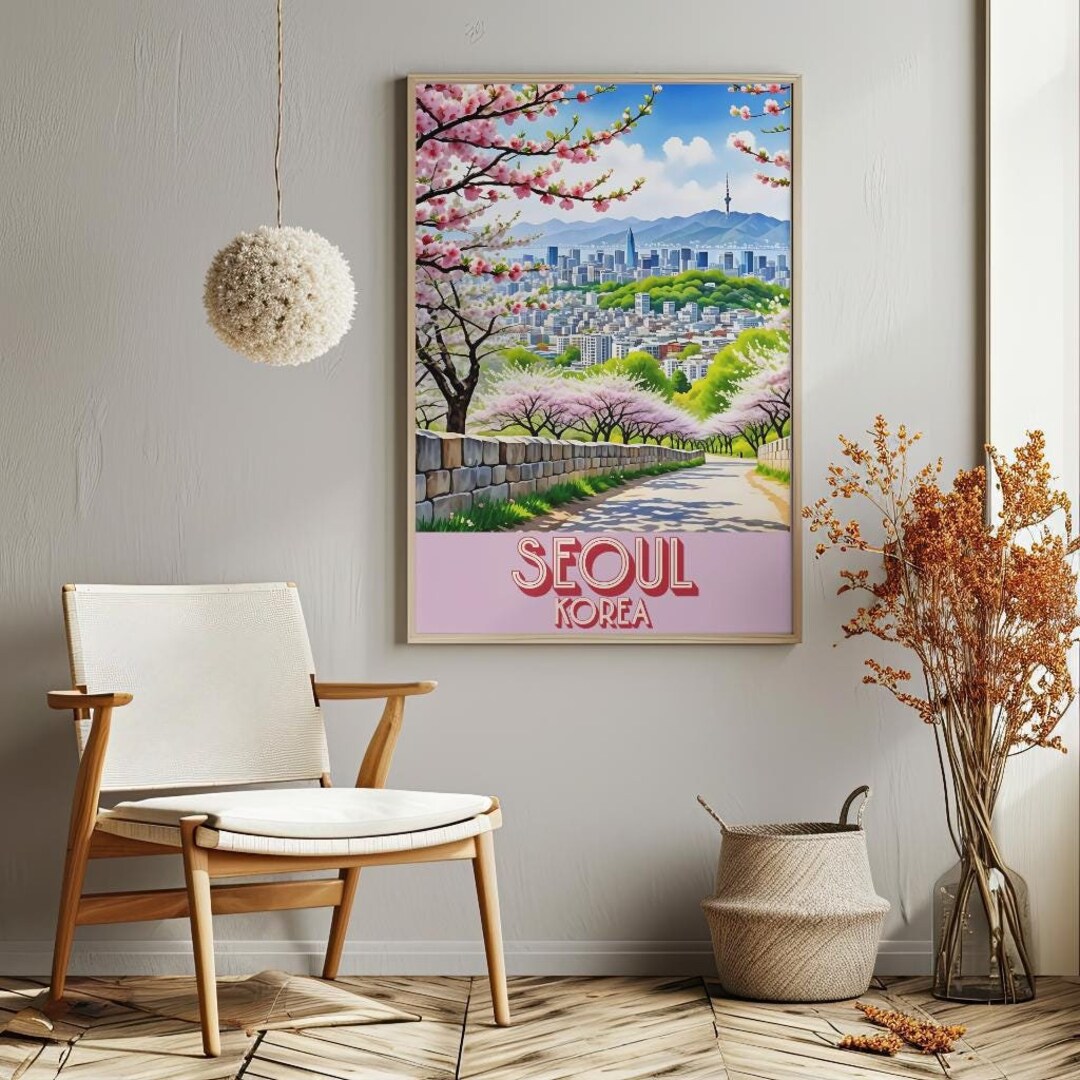 Seoul Cherry Blossom Poster Print, Matte Vertical Art, Korean Decor ...