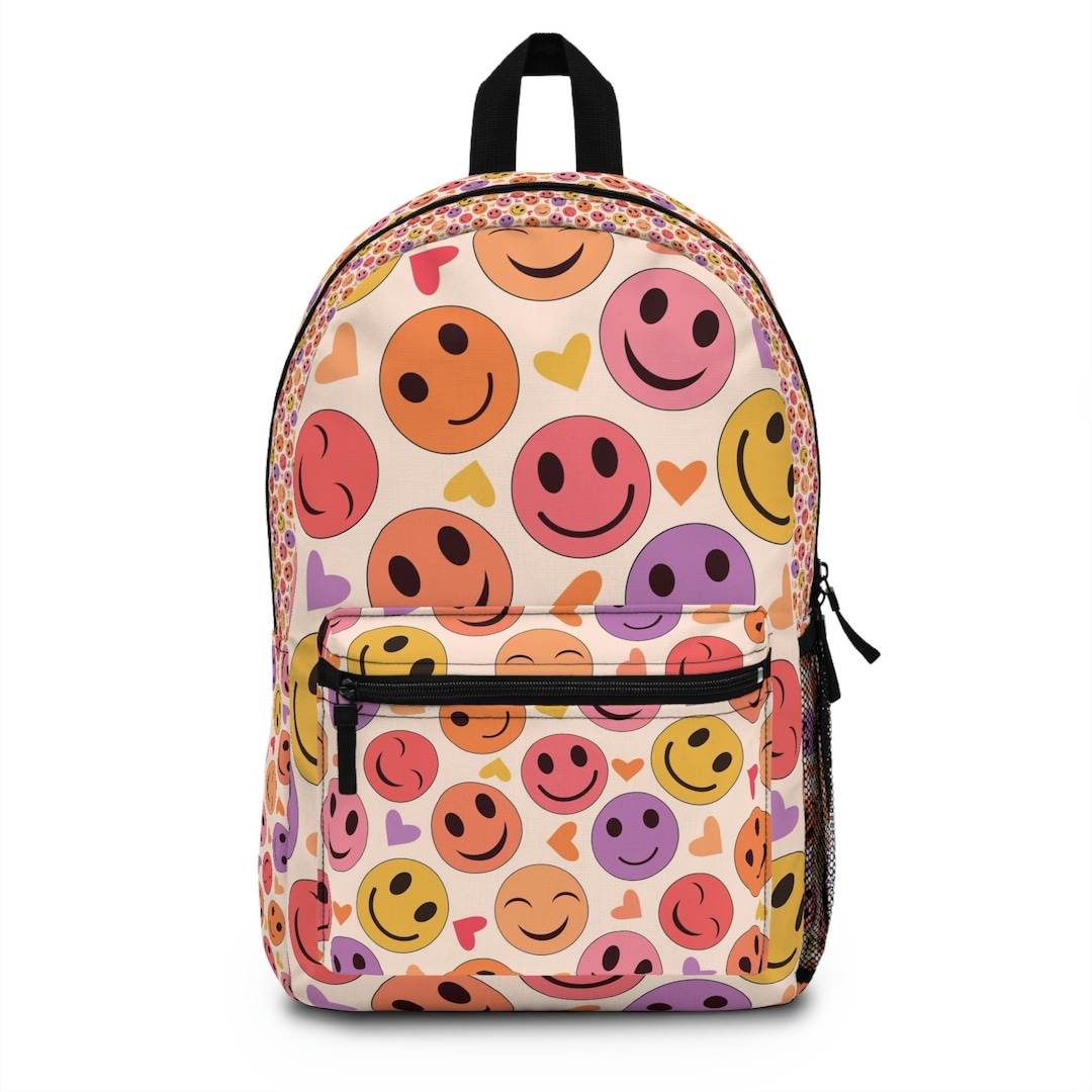 Backpack, Happy Face Bag, Birthday Gift, School Bag, Teen Backpack ...