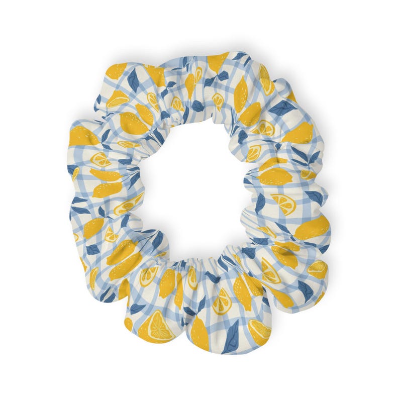 Lemon Print Scrunchie, Citrus Hair Accessory, Cute Summer Accessory ...