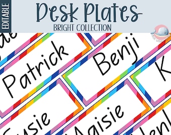Editable Student Desk Plates, Student Name Cards, Student Desk Tags ...