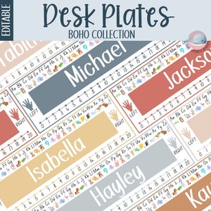 Boho Student Desk Plates, Student Name Cards, Student Desk Tags ...