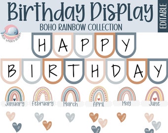 Boho Rainbow Classroom Door Display: Editable Welcome Sign (digital ...