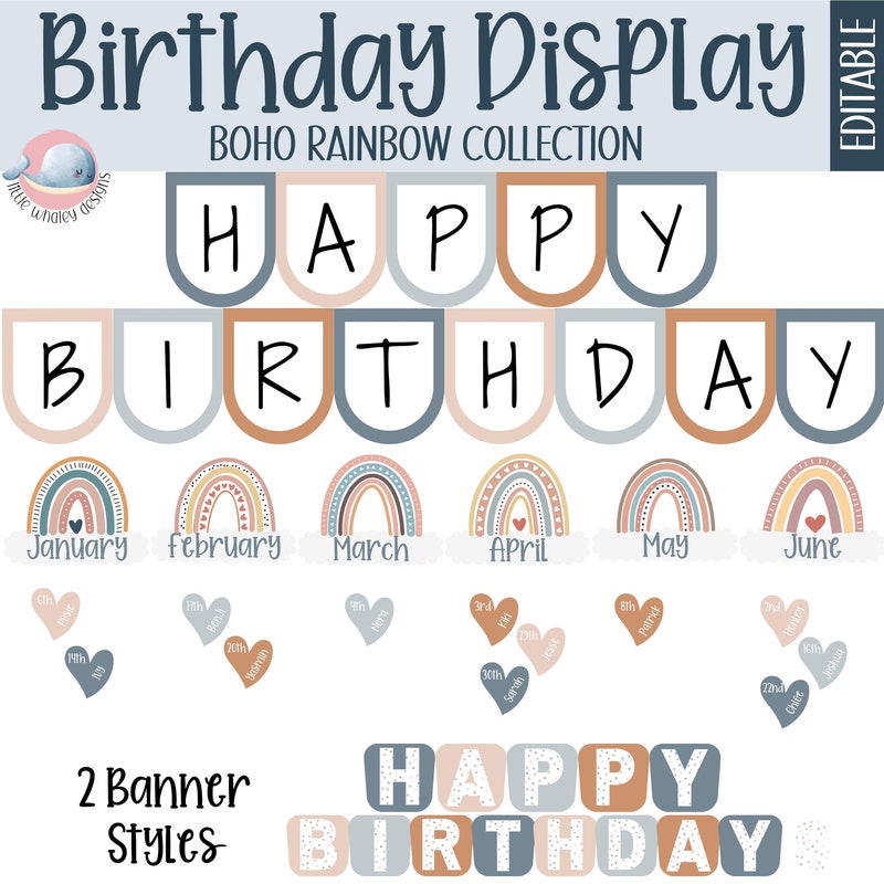 Rainbow Birthday Charts - Etsy