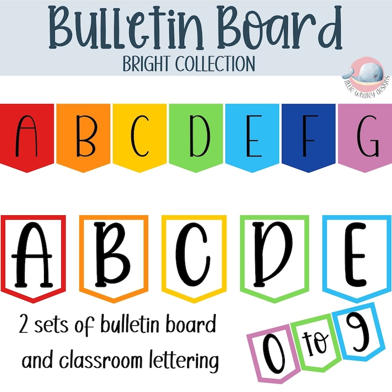 Bright Bulletin Board Letters & Numbers: Classroom Bunting (digital ...
