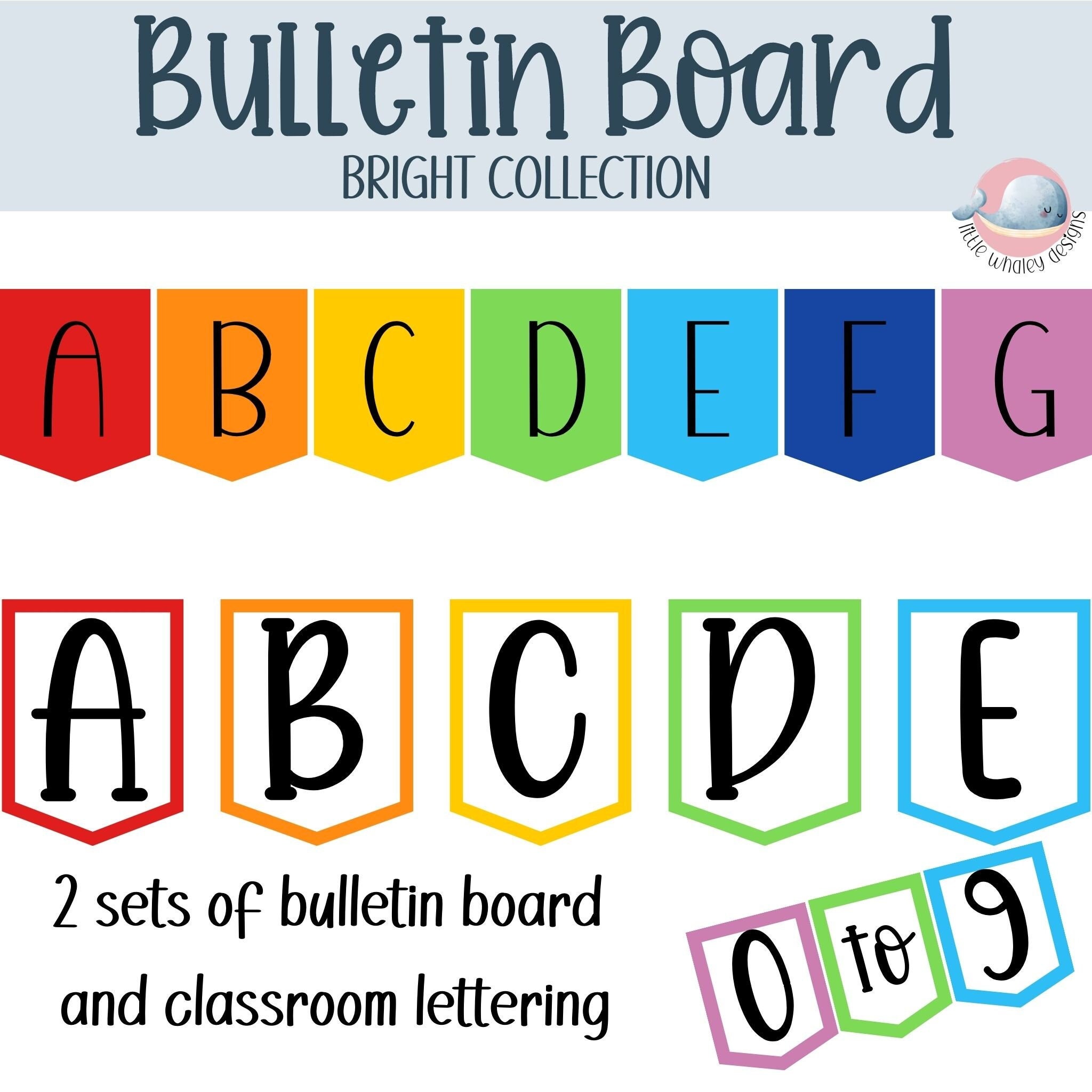 Bright Bulletin Board Letters & Numbers: Classroom Bunting (digital ...