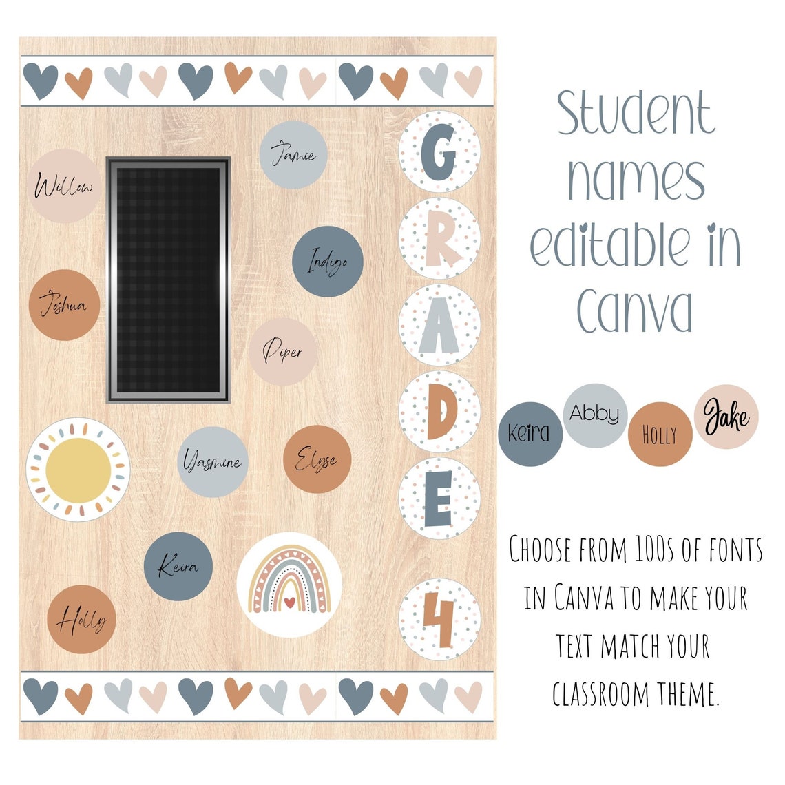 Boho Rainbow Classroom Door Display: Editable Welcome Sign (digital ...