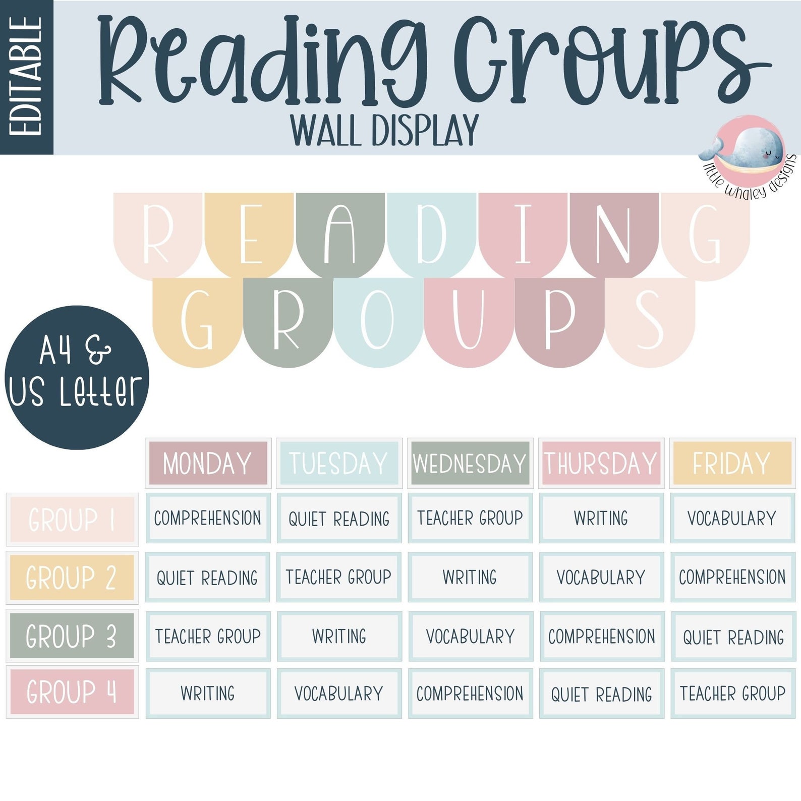 Pastel Student Group Organiser, Classroom Management, Reading Group ...