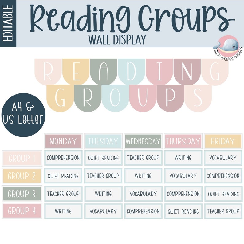 Pastel Student Group Organiser, Classroom Management, Reading Group ...