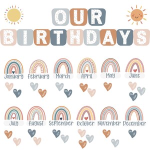 Boho Rainbow Classroom Birthday Chart Classroom Birthday - Etsy