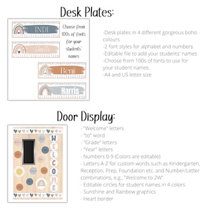 Boho Rainbow Classroom Decor Bundle: Editable Printables (digital ...