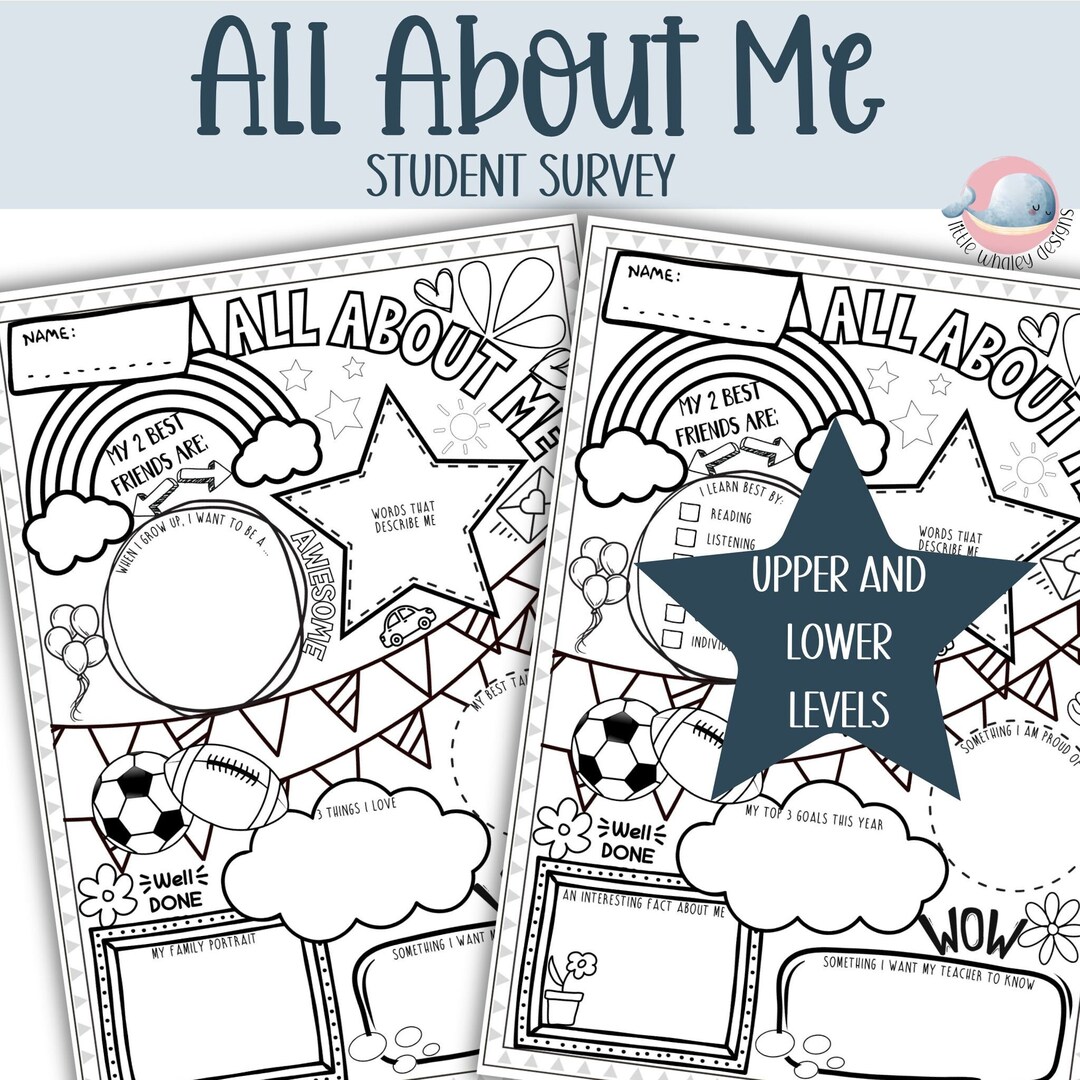 Printable All About Me Student Survey: Back to School Activity (digital ...