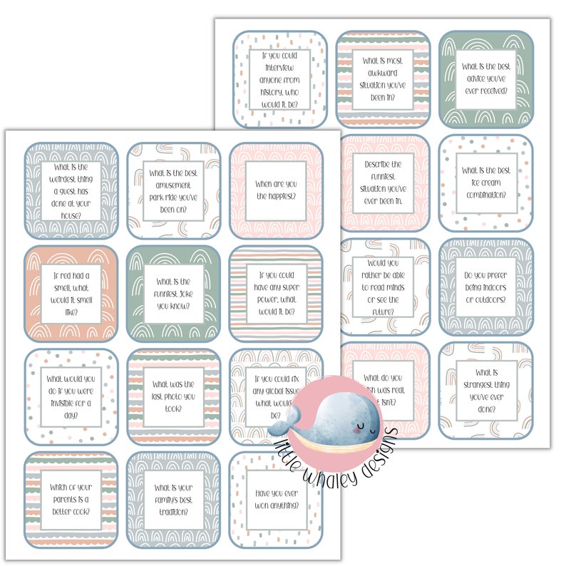 Boho Rainbow Conversation Starters, Back to School Ice Breaker ...