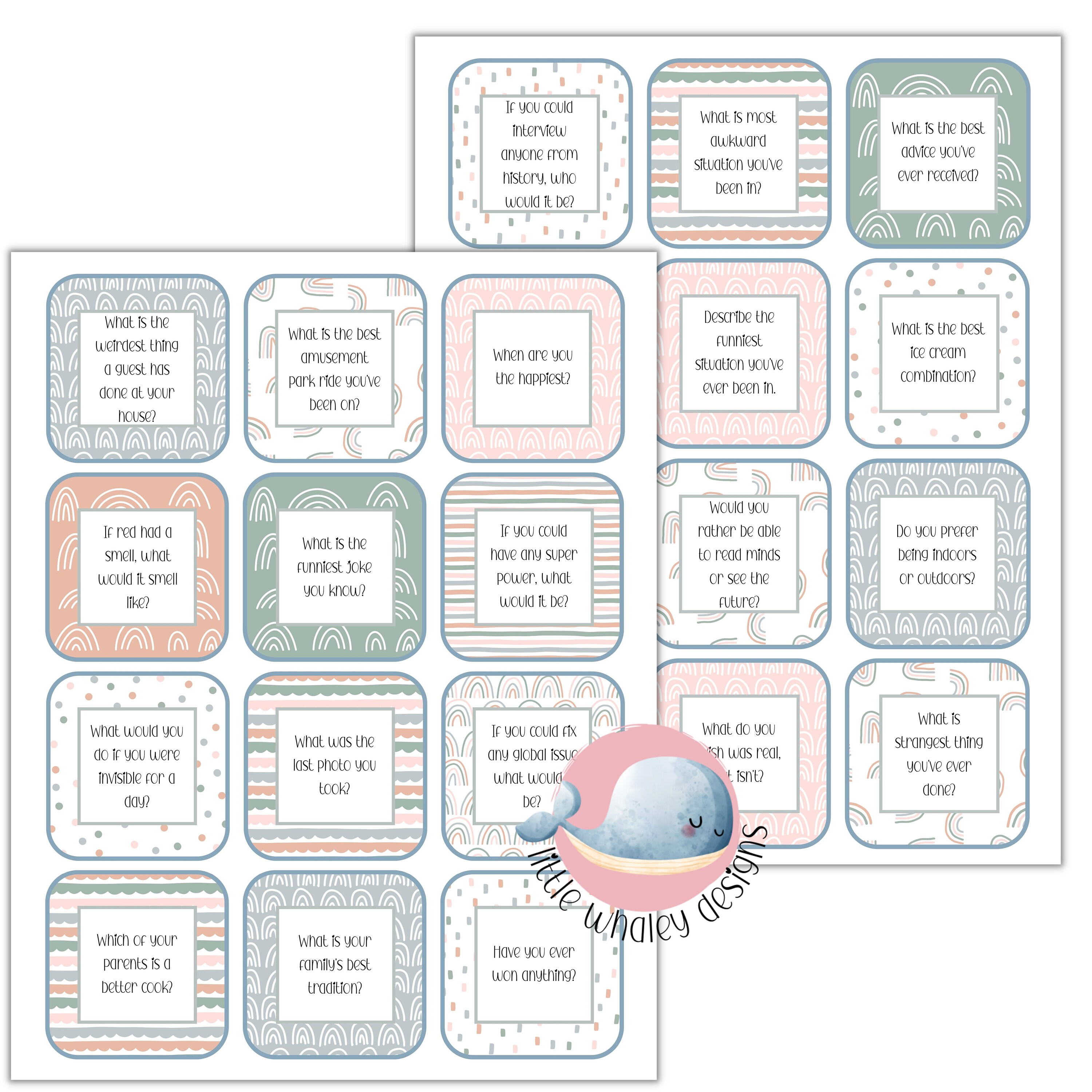 Boho Rainbow Conversation Starters, Back to School Ice Breaker ...