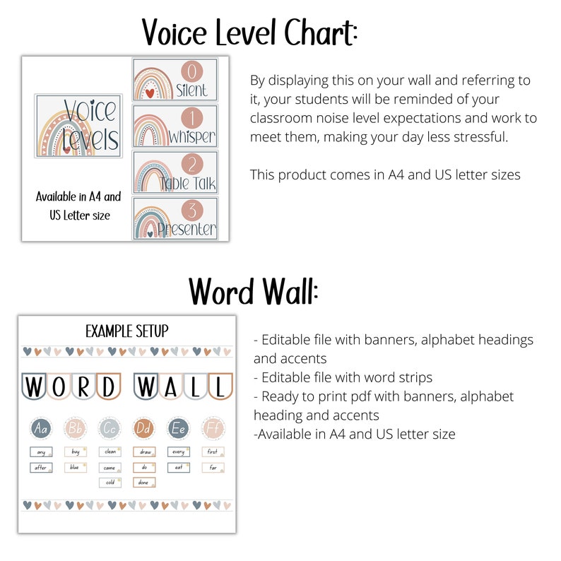 Boho Rainbow Classroom Decor Bundle Editable Classroom Decor - Etsy