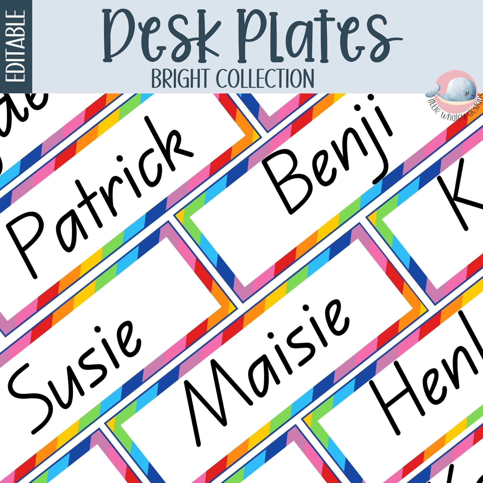 Bright Student Desk Plates, Student Name Cards, Student Desk Tags ...