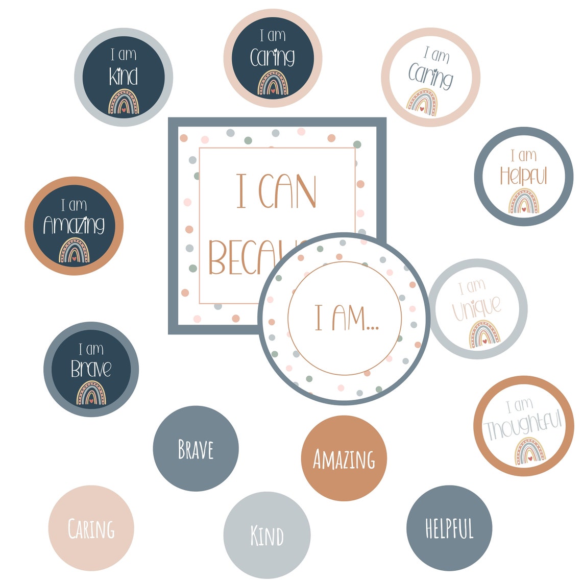 Boho Rainbow Affirmation Station Bundle Printable Affirmation - Etsy