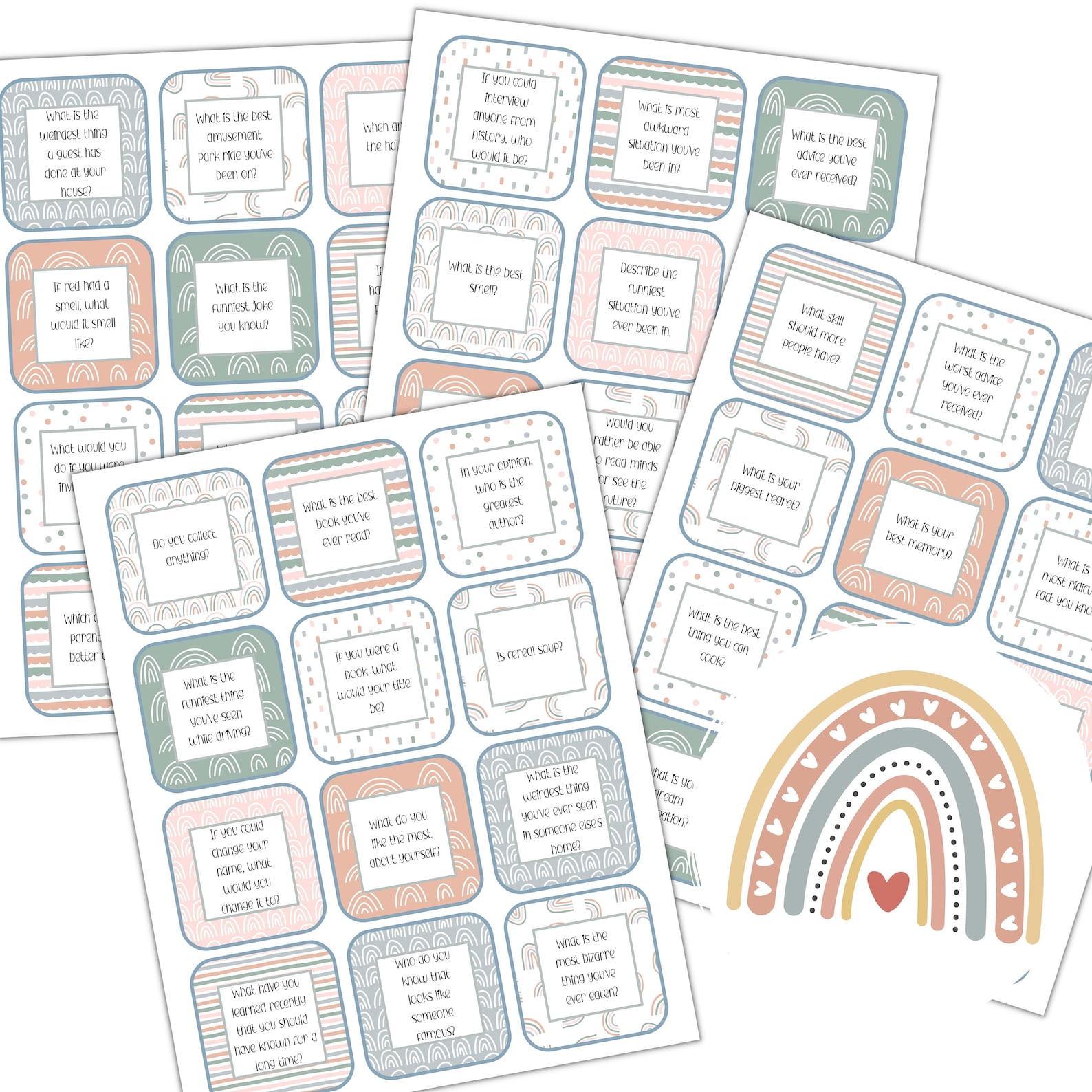 Boho Rainbow Conversation Starters, Back to School Ice Breaker ...