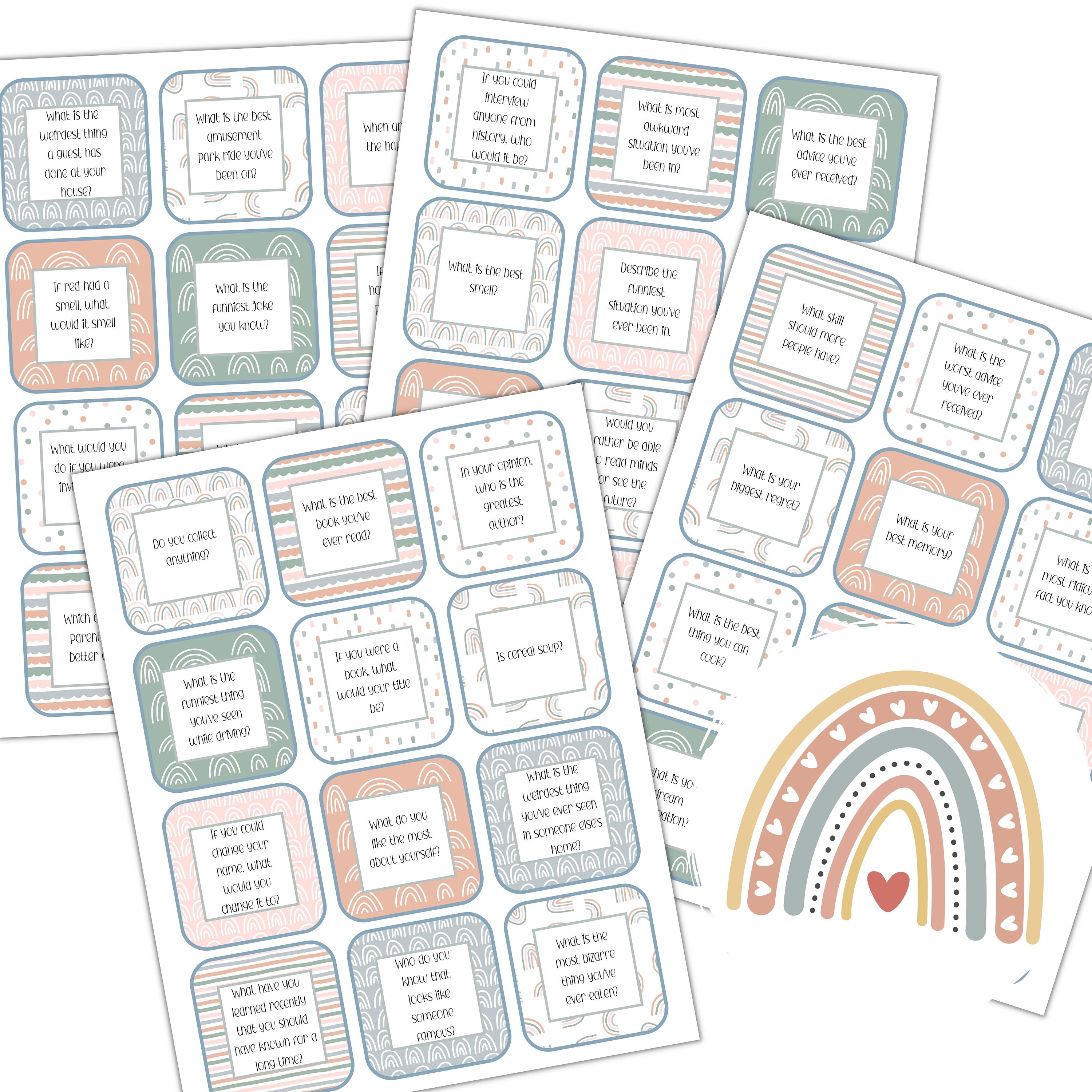 Boho Rainbow Conversation Starters, Back to School Ice Breaker ...