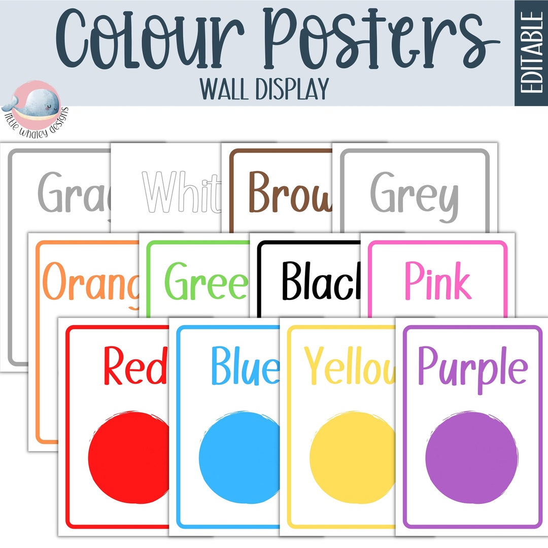 Color Chart, Classroom Decor, Color Display Poster, Colour Display ...