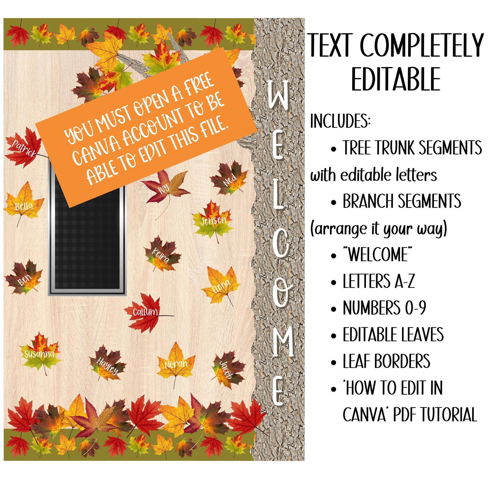 Fall Classroom Door Display Editable Classroom Welcome Wall - Etsy