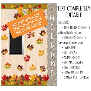 Fall Classroom Door Display: Editable Welcome Wall Decor (digital ...